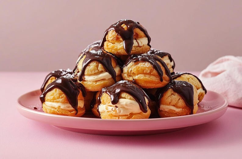 BEST RECIPE for Classic Cream Puffs With Chocolate Drizzle Download. - Etsy