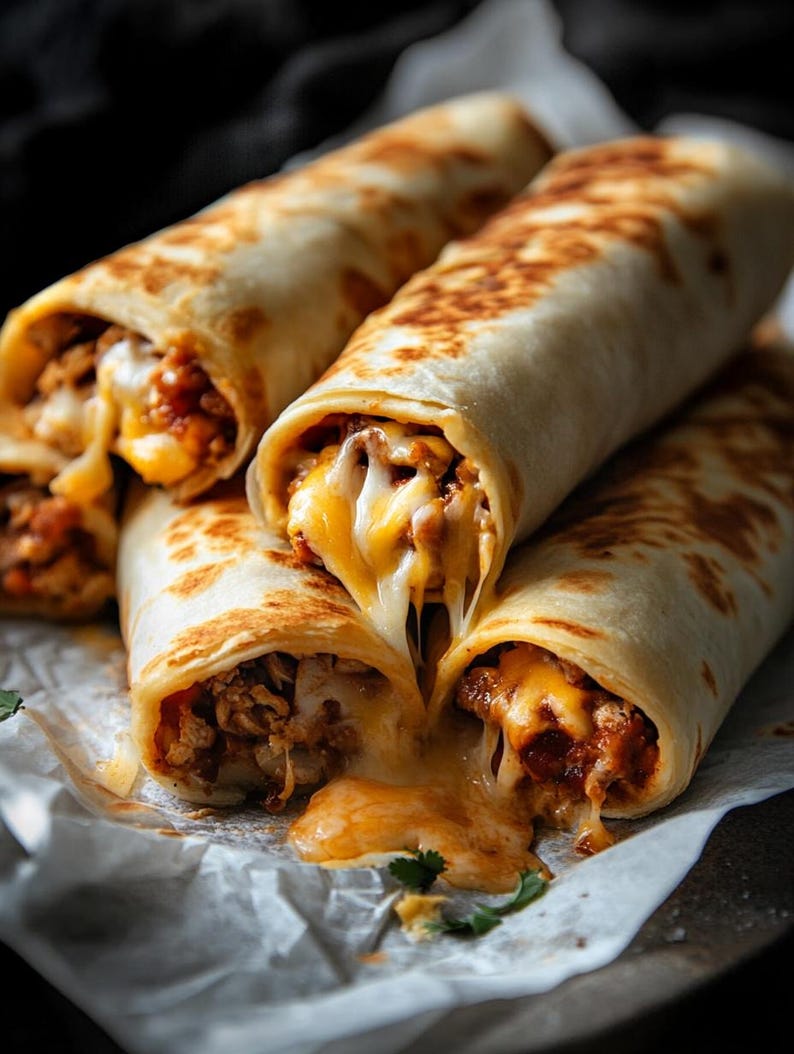 EASY RECIPE for Cheesy Chicken Burrito Recipe: Instant Download - Etsy