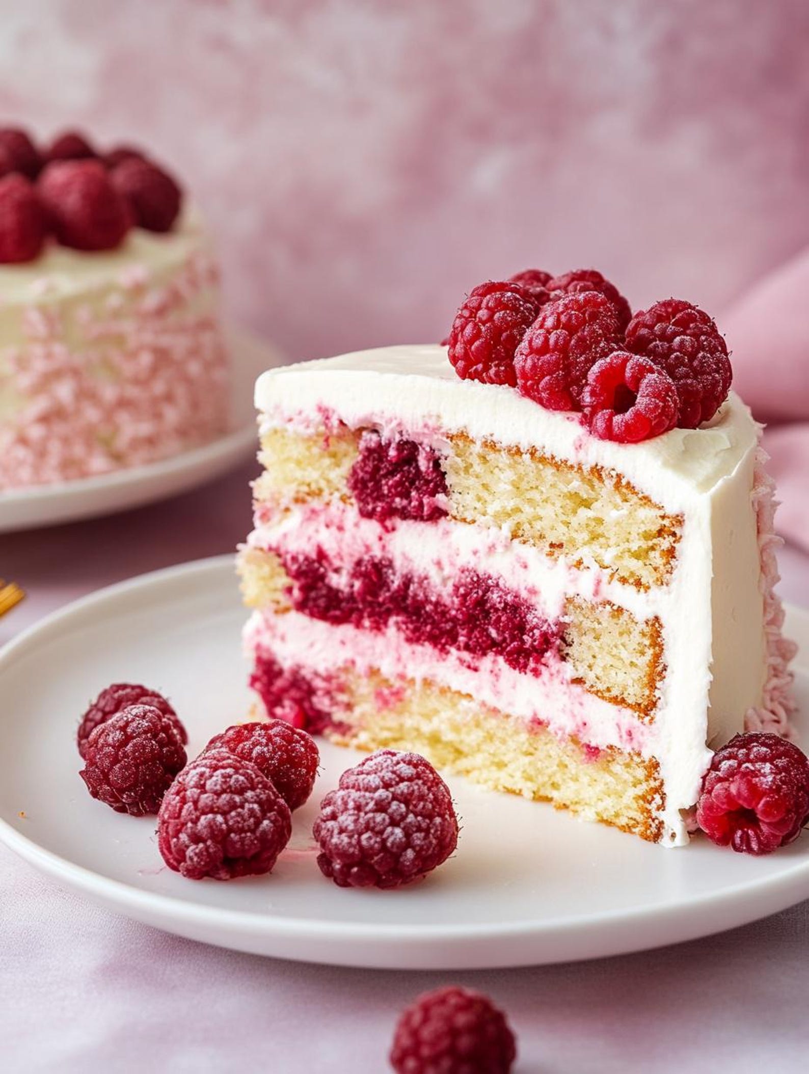 Raspberry Layer Cake Recipe: Vanilla Cake, Whipped Cream (digital ...