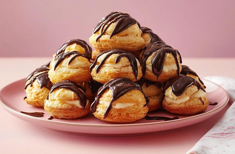BEST RECIPE for Classic Cream Puffs With Chocolate Drizzle Download. - Etsy