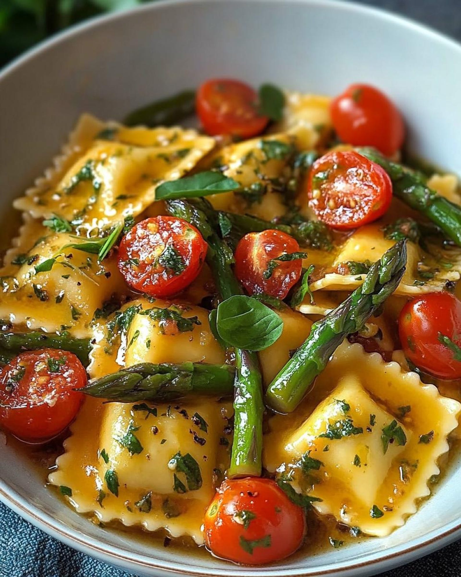 BESTES REZEPT Für Ravioli Primavera mit Spargel und Cherrytomaten im ...