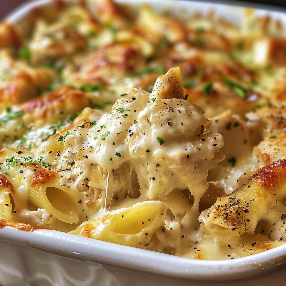 EASY RECIPE for Cheesy Chicken Alfredo Bake Recipe (digital Download ...