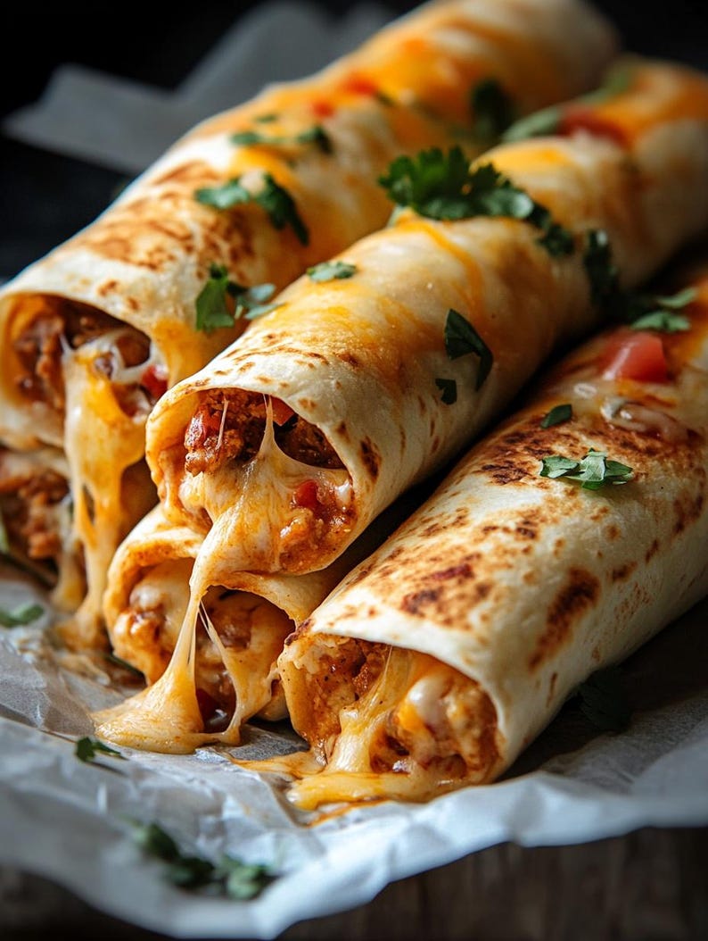EASY RECIPE for Cheesy Chicken Burrito Recipe: Instant Download - Etsy