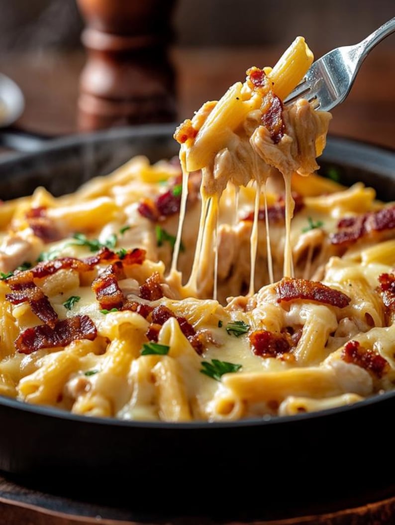 EASY RECIPE for Cheesy Chicken Bacon Ranch Pasta Bake Recipe (digital ...