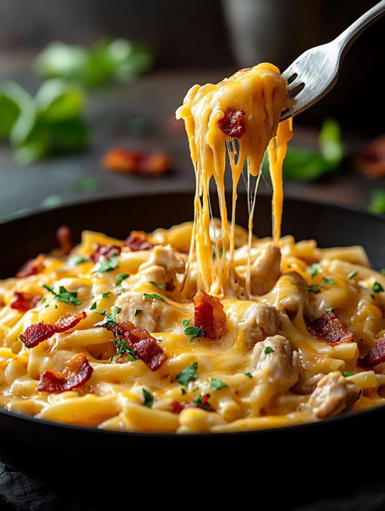 EASY RECIPE for Cheesy Chicken Bacon Ranch Pasta Bake Recipe (digital ...