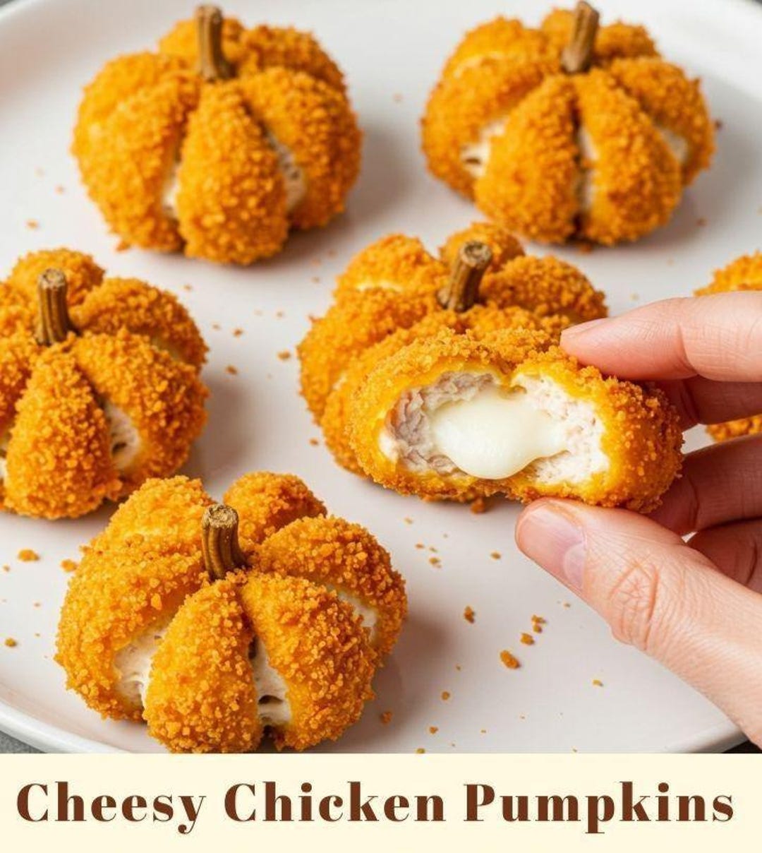 EASY RECIPE for Cheesy Chicken Pumpkins Recipe | Halloween Appetizer ...