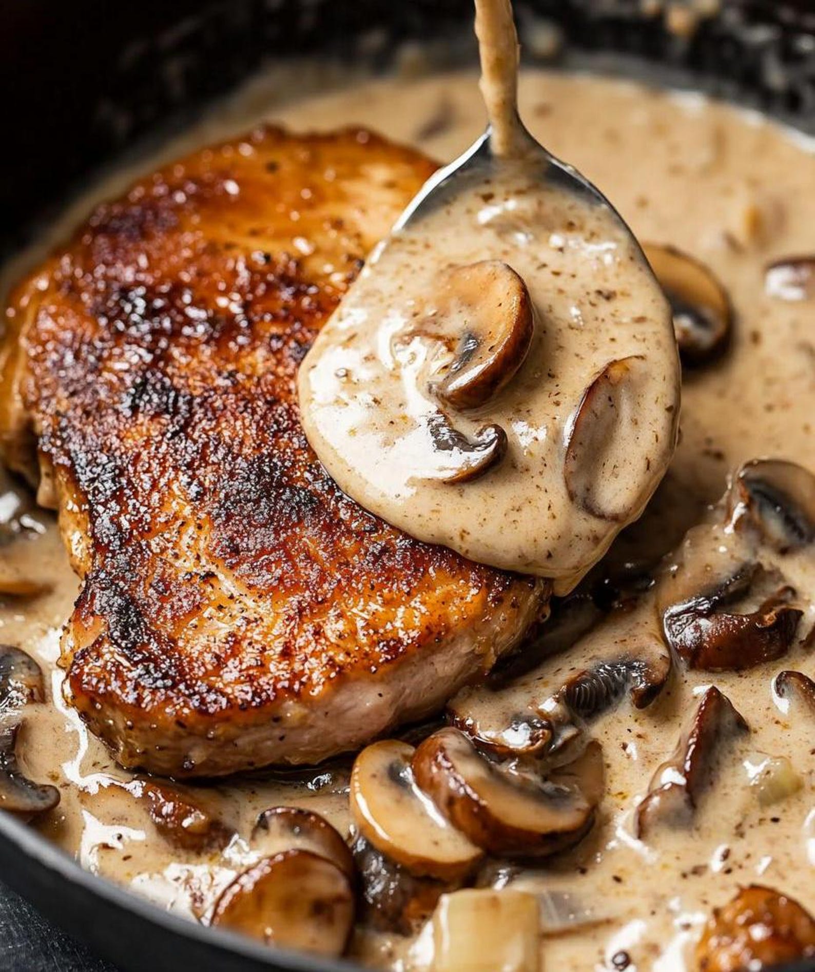 Creamy Garlic Mushroom Pork Chops Recipe (digital Download) - Etsy