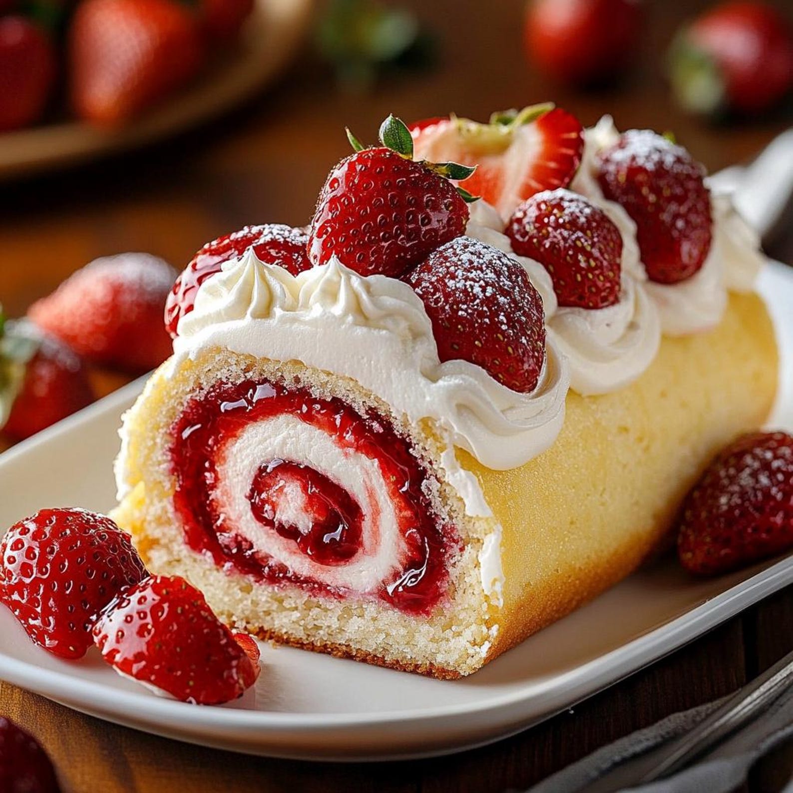 Strawberry Cream Swiss Roll Recipe: Easy PDF Download - Etsy