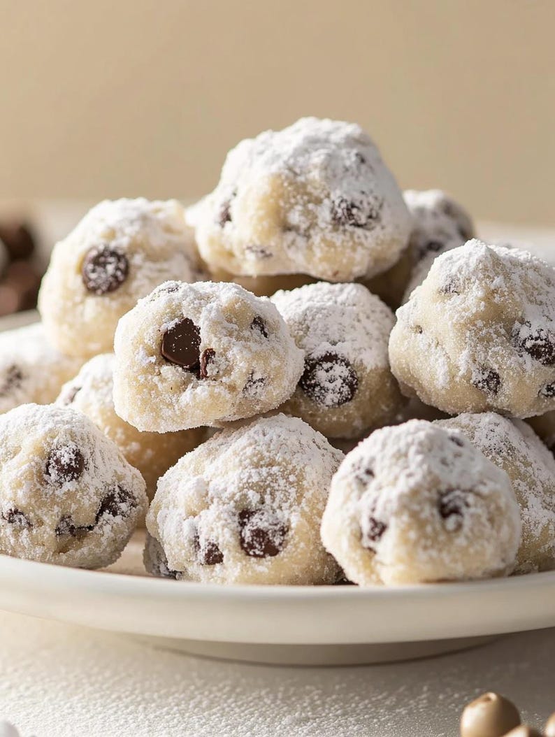 EASY RECIPE for Chocolate Chip Snowball Cookies Recipe: Fast Homemade ...