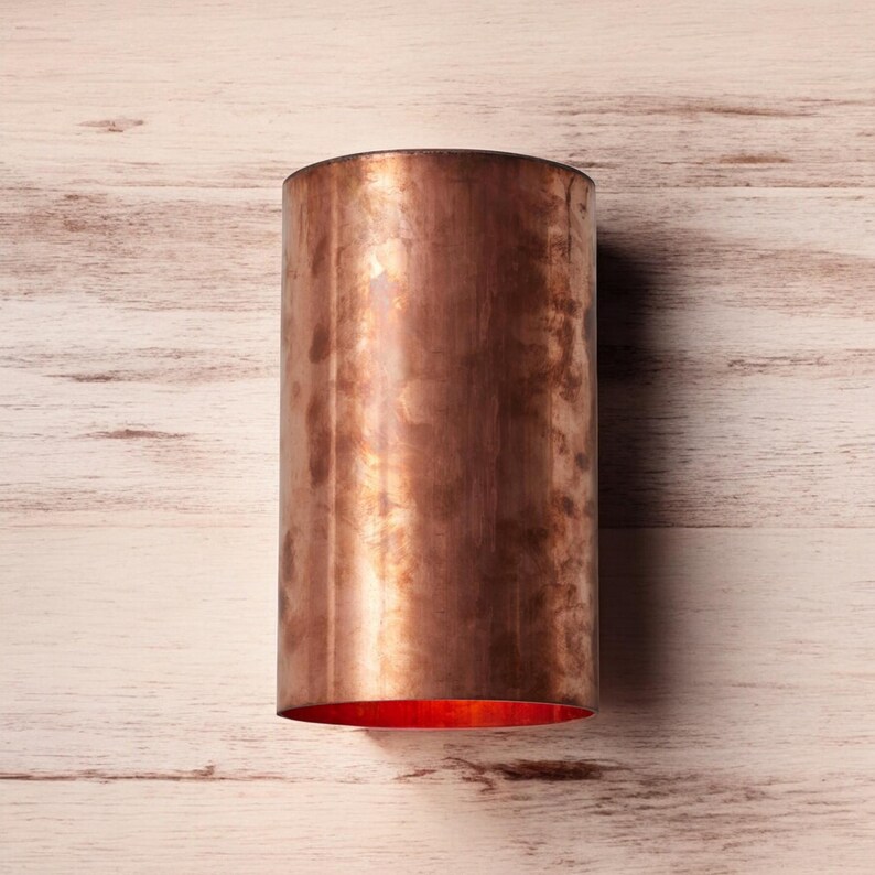 Copper Cylinder Sconce - Pure Copper Architectural Light - Handcrafted ...