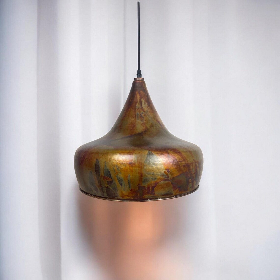 Oxidized Copper Pendant Light, Farmhouse Copper Lampshade | Kitchen ...