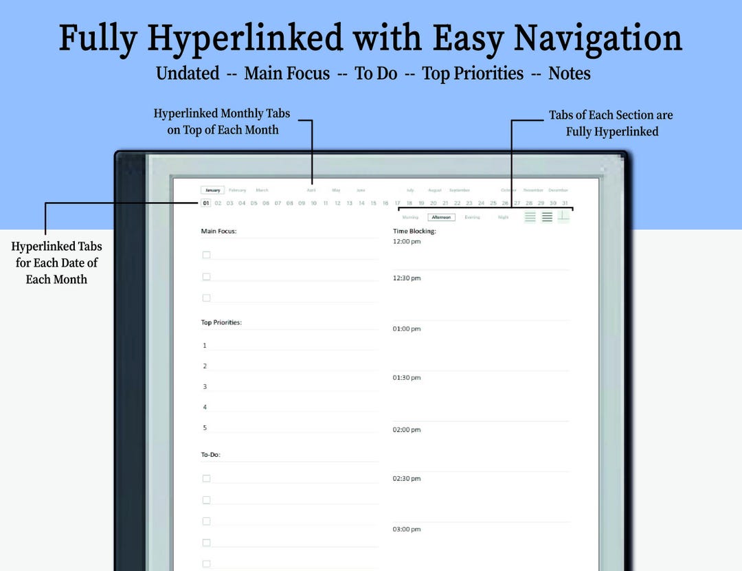 Remarkable 2 ADHD Time-block Planner: US Letter Digital Download - Etsy