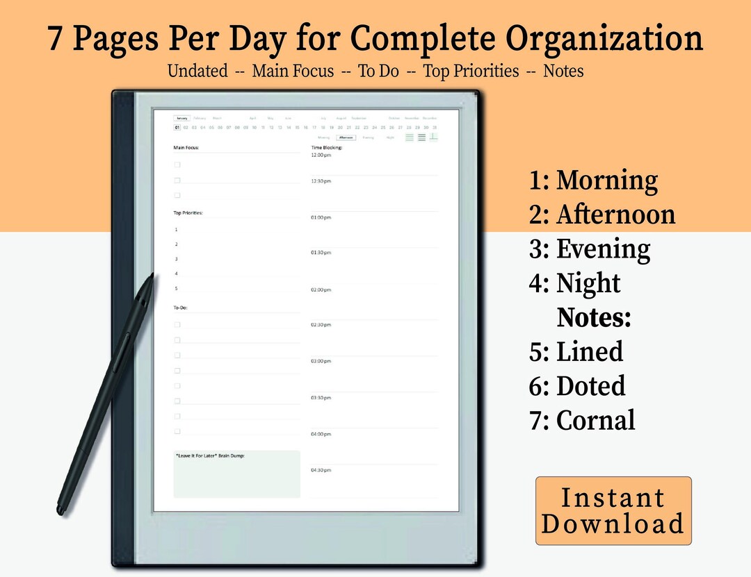 ADHD Daily Planner, Time Block Planner, Digital Planner PDF ...