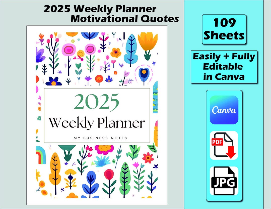 2025 Weekly Planner With Motivational Quotes, Weekly Planner Printable ...