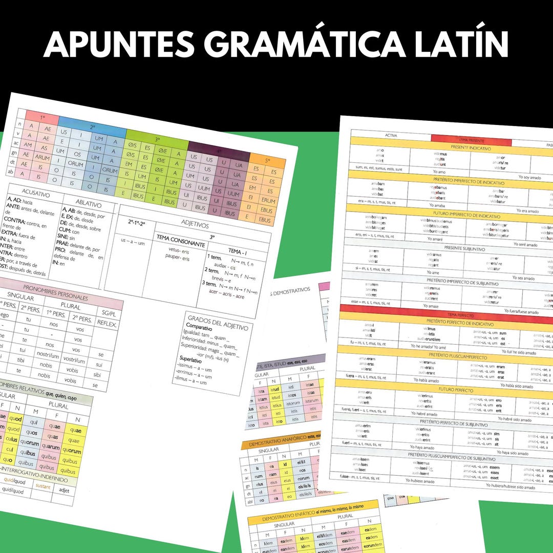 Latin Grammar Notes, Declensions, Prepositions and More - Etsy