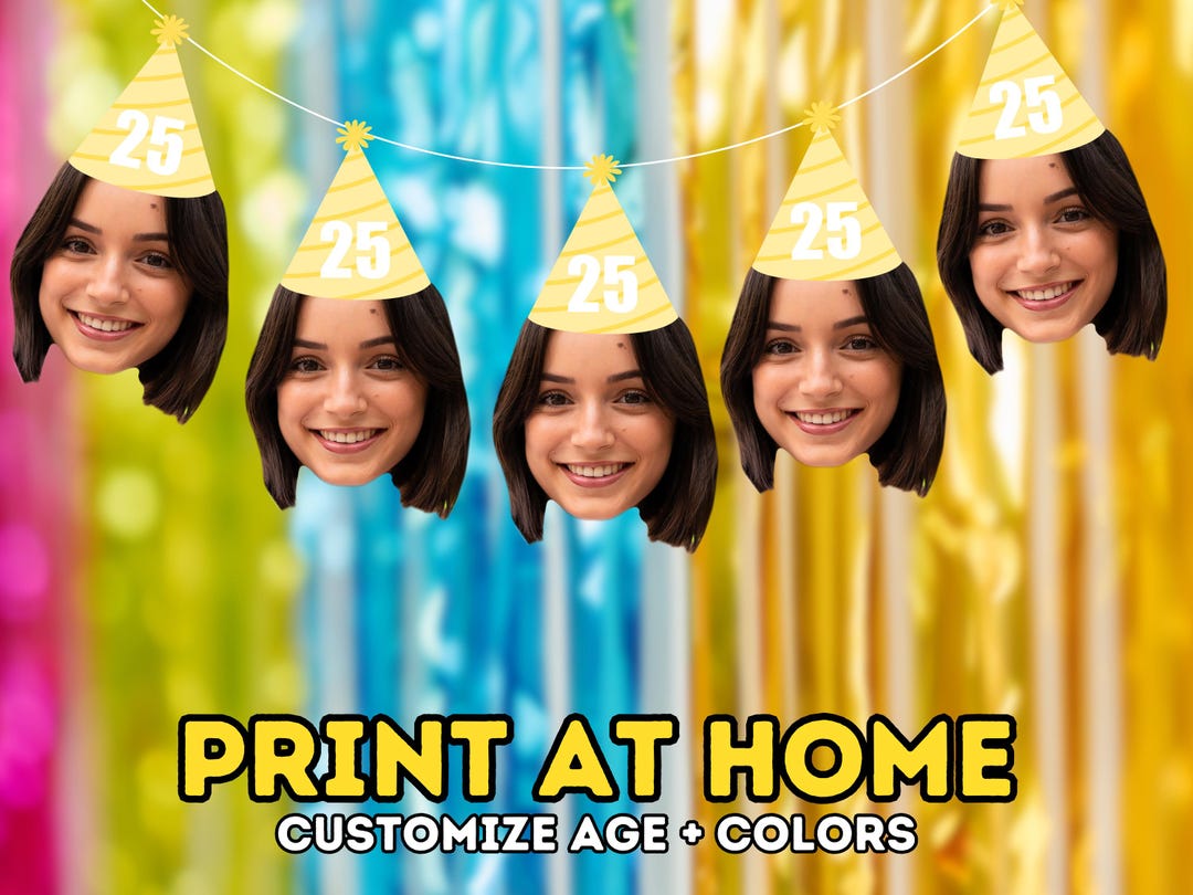 Printable Custom Head Birthday Banner, Custom Birthday Photo Banner ...