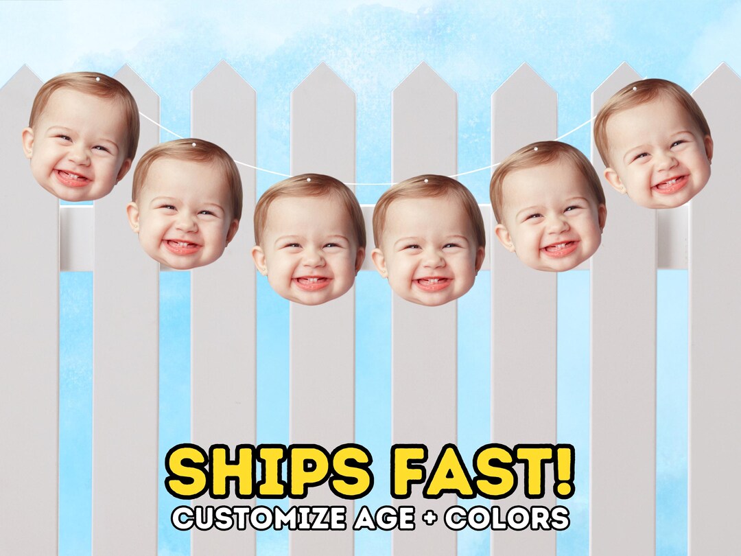 Custom Head Birthday Banner, Custom Birthday Photo Banner, Face Banner ...