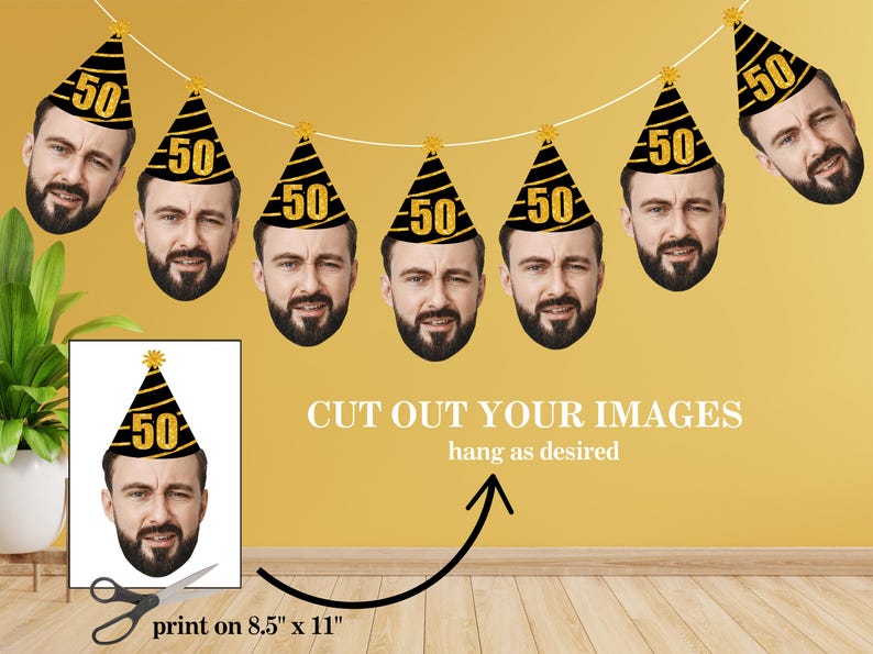 Printable Custom Head Birthday Banner, Custom Birthday Photo Banner ...