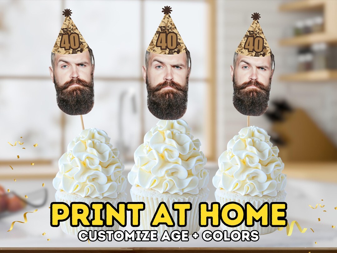 Printable Custom Head Birthday Cupcake Toppers, Custom Face Party ...