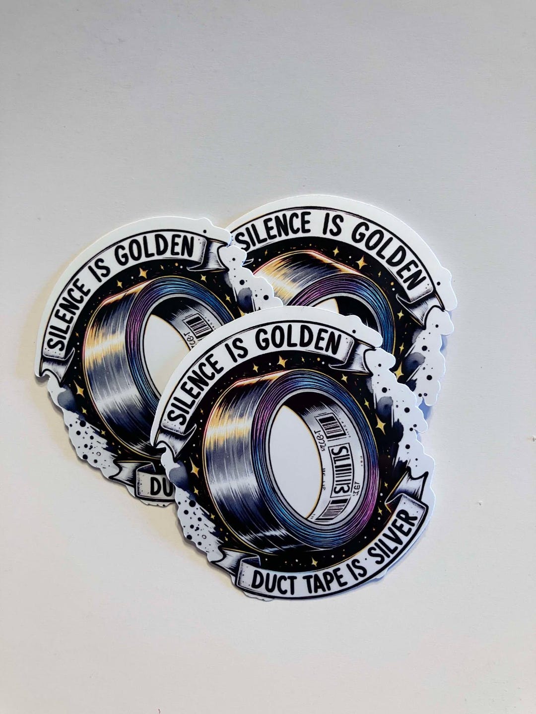 Silence is Golden Duct Tape Silver Funny Snarkywaterproof Sticker Set ...