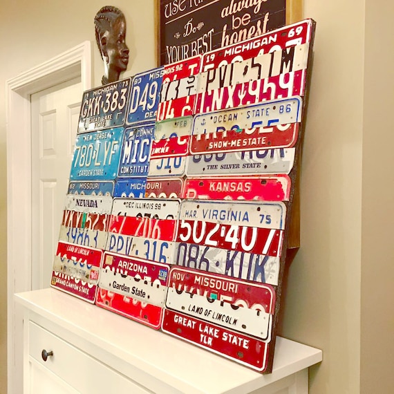 License Plate Flag of the United States Metal Artwork | Etsy