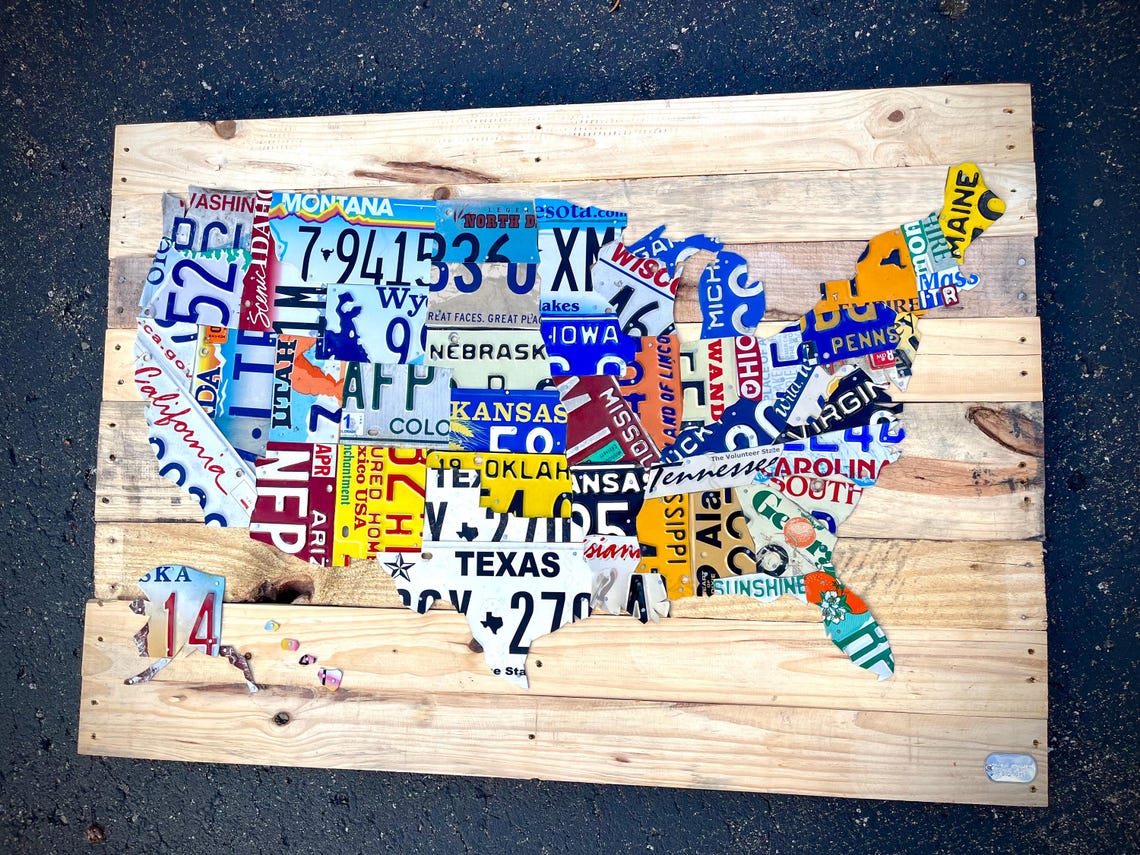 Pallet Wood License Plate Map of USA - 40 X 28 - Made as Ordered - Etsy