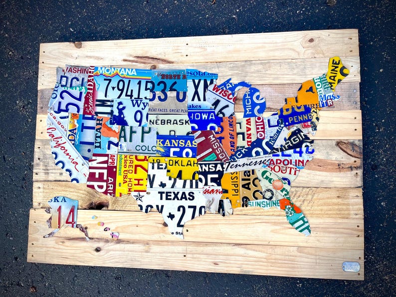 Pallet Wood License Plate Map of USA - 40 X 28 - Made as Ordered - Etsy