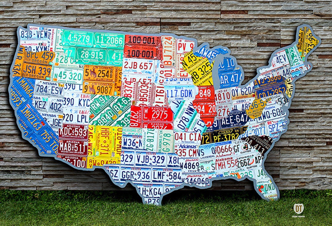 HUGE United States License Plate Map - 10 Feet Wide - USA Vintage ...