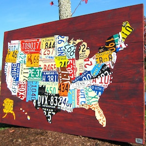 License Plate Map of the United States Art - Large Size 48" X 32" USA ...