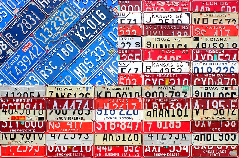 License Plate Flag of the United States Metal Artwork 60 X 40 - Etsy