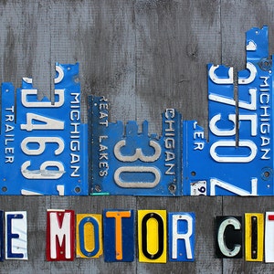 Detroit City Skyline License Plate Art 33 X 18 - Etsy