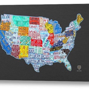 License Plate Map of the USA Canvas PRINT - Etsy
