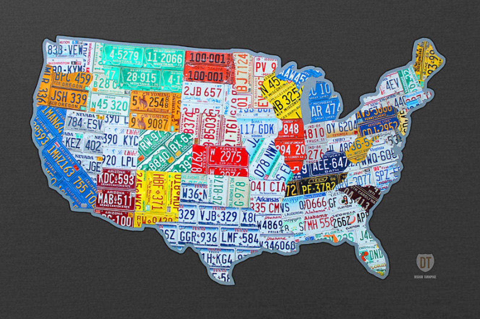 License Plate Map of the USA Canvas PRINT - Etsy