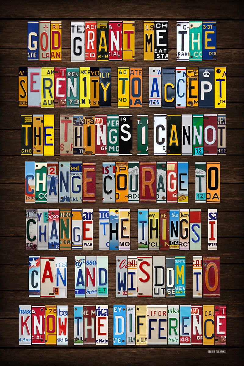 Serenity Prayer Recycled License Plate Lettering Art Metal Reproduction ...