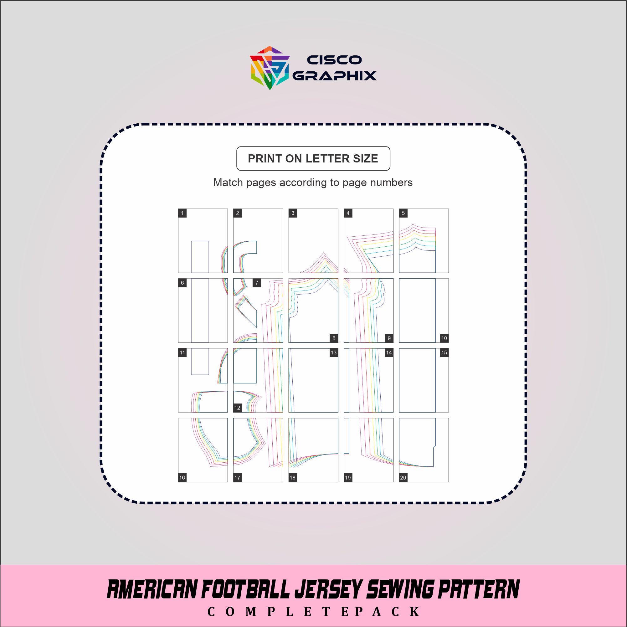 American Football Jersey Sewing Pattern • PDF Mockup & Sublimation ...