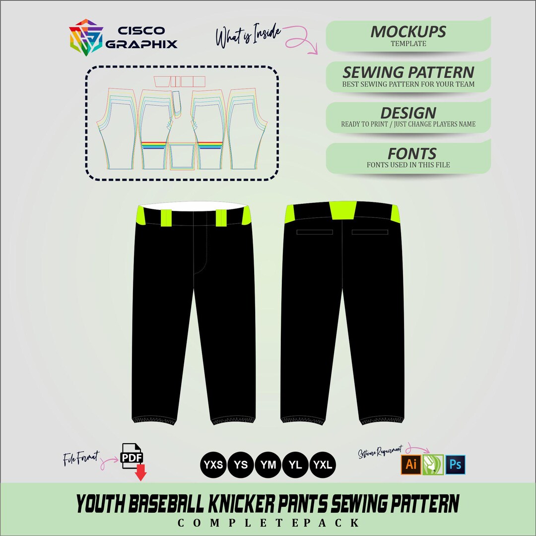 Youth Baseball Knicker Sewing Pattern PDF | Sports Uniform Digital ...
