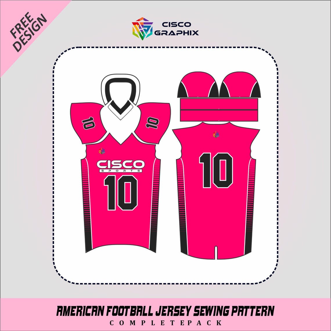 American Football Jersey Sewing Pattern • PDF Mockup & Sublimation ...