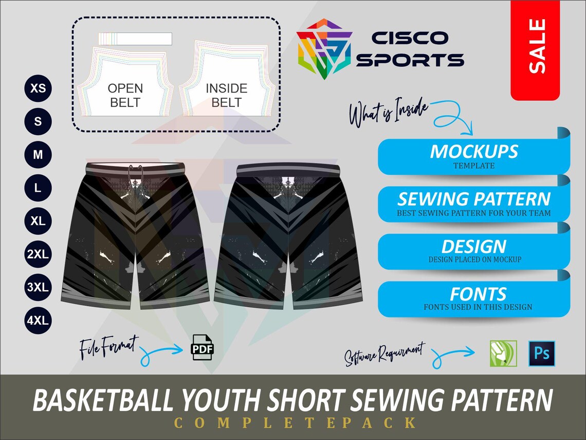 Youth Basketball Shorts Sewing Pattern PDF: DIY Sports Uniform (instant ...