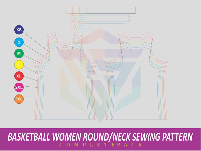Basketball Jersey Sewing Pattern – Women Round Neck Uniform PDF – XS to ...