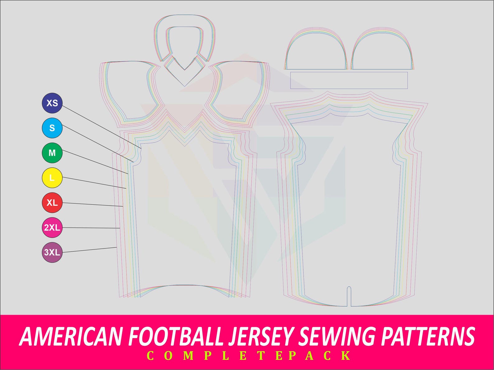 American Football Jersey Sewing Pattern: Sublimation Design + Mockup ...