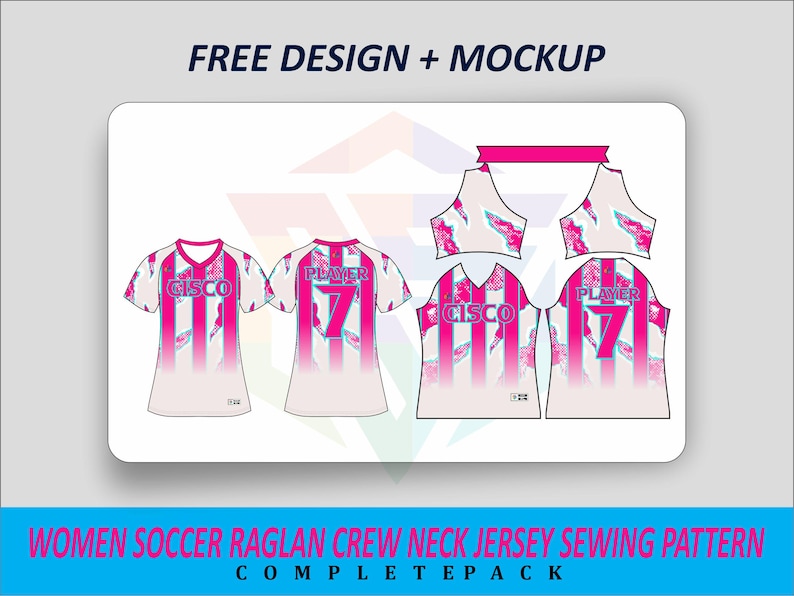 Women's Soccer Jersey Sewing Pattern: Raglan Crew Neck - WXS-W2XL (PDF ...