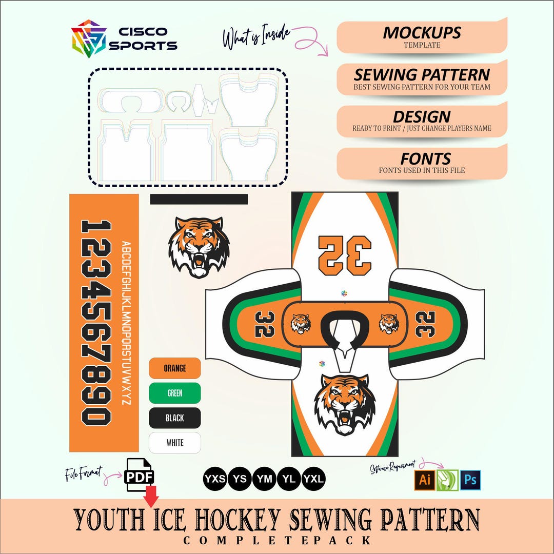 Youth Ice Hockey Jersey Sewing Pattern: DIY Uniform (digital PDF ...