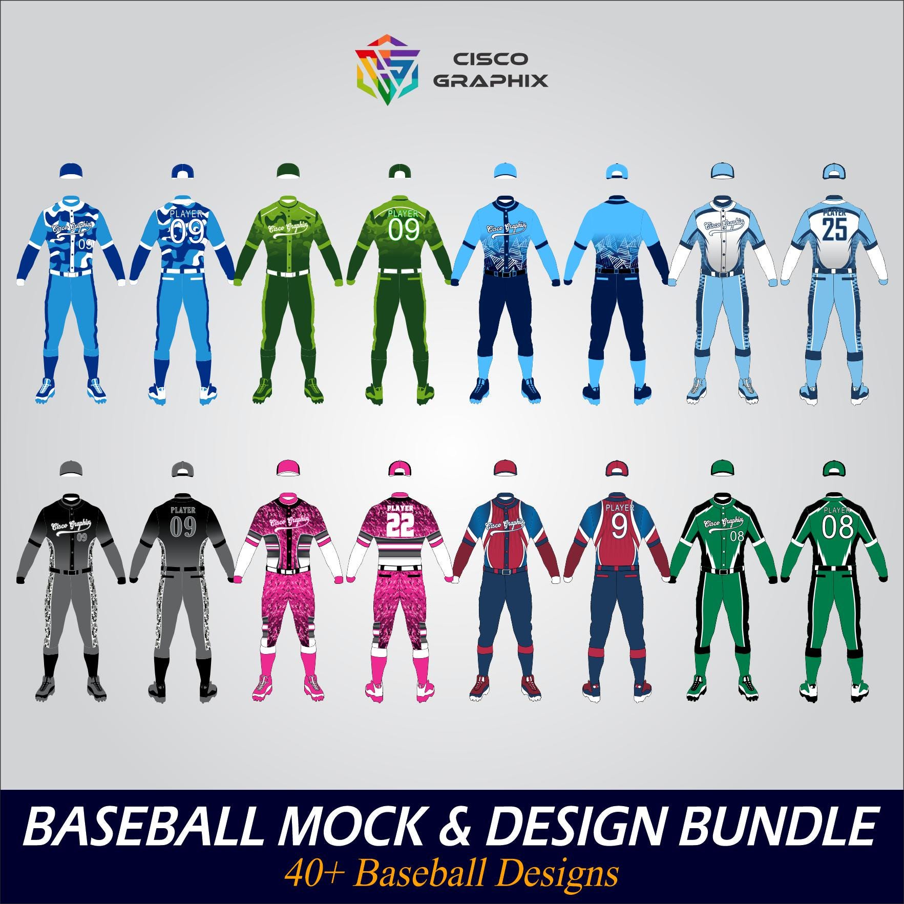 Baseball Mockup & Design Bundle | 40+ Vector Jersey Templates | Uniform ...