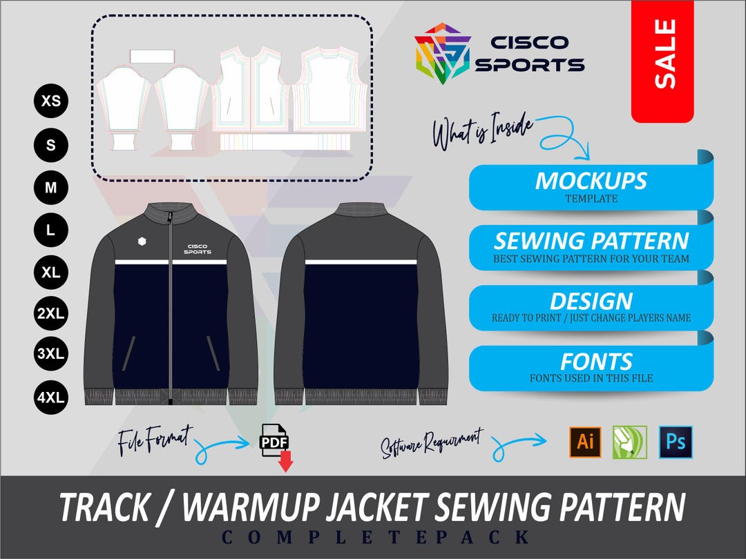 Track Jacket Sewing Pattern | Warmup Jacket PDF | Men's XS–4XL - Etsy