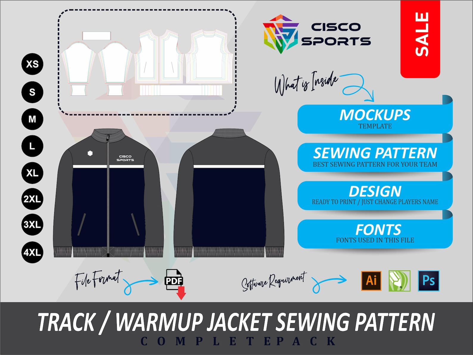 Track Jacket Sewing Pattern | Warmup Jacket PDF | Men's XS–4XL - Etsy