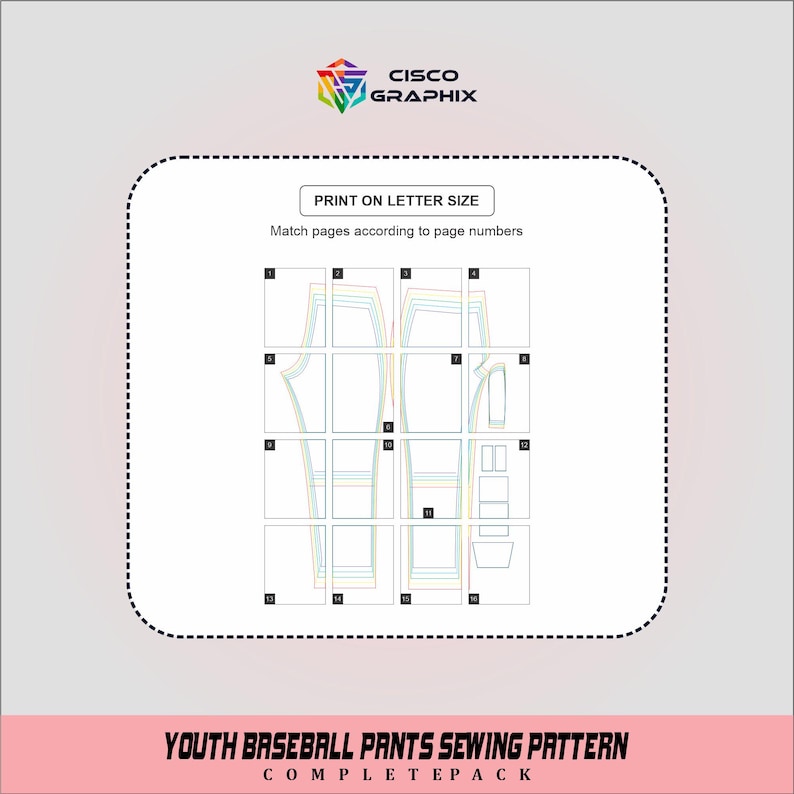 Youth Baseball Pants Sewing Pattern PDF | Kids Sports Uniform Template ...