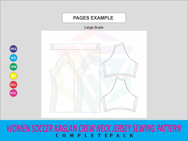 Women's Soccer Jersey Sewing Pattern: Raglan Crew Neck - WXS-W2XL (PDF ...