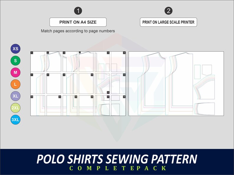 Polo Shirt Sewing Pattern: Sportswear Uniform Design Template (PDF ...