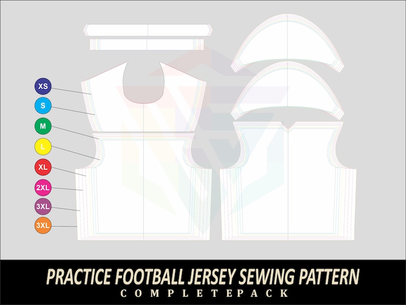 Men's Football Practice Jersey Sewing Pattern: V-neck Sports Uniform ...