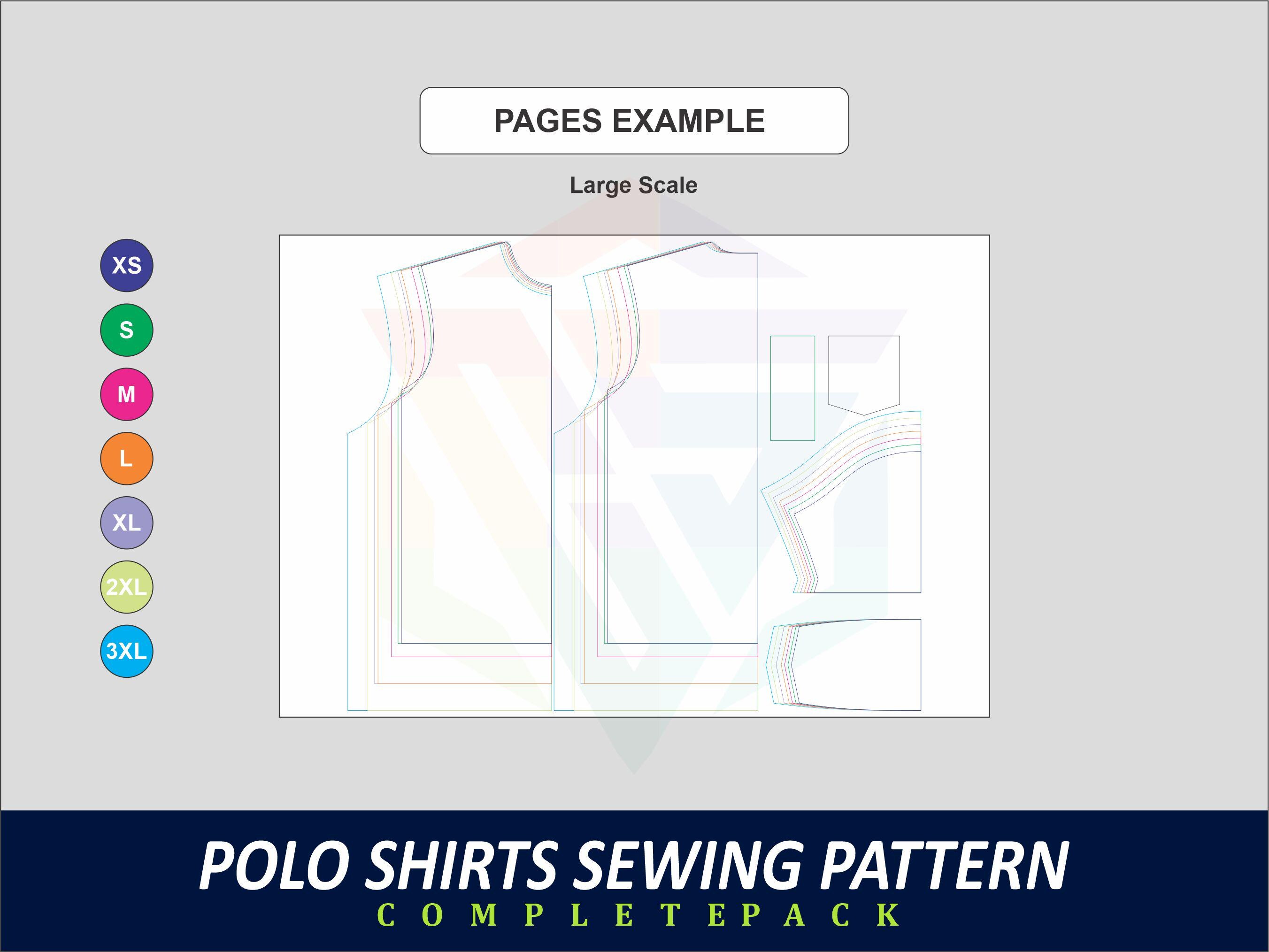 Polo Shirt Sewing Pattern: Sportswear Uniform Design Template (PDF ...